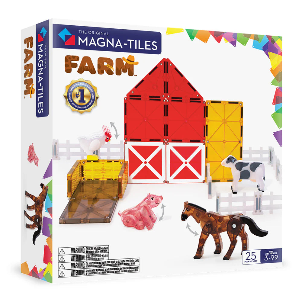 Magna-Tiles Farm Animals - 25 Piece Magnet Block Building Set – Owl and ...