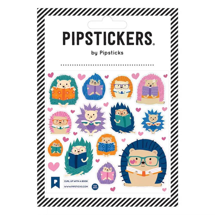 Pipsticks Curl Up With A Book Hedgehog Sticker Sheet – Owl and Goose Gifts