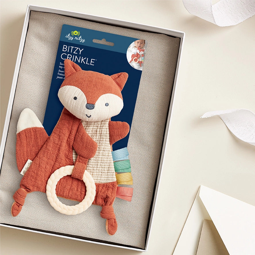 Itzy Ritzy Bitzy Crinkle™ Fox Plush Teether Toy – Owl and Goose Gifts