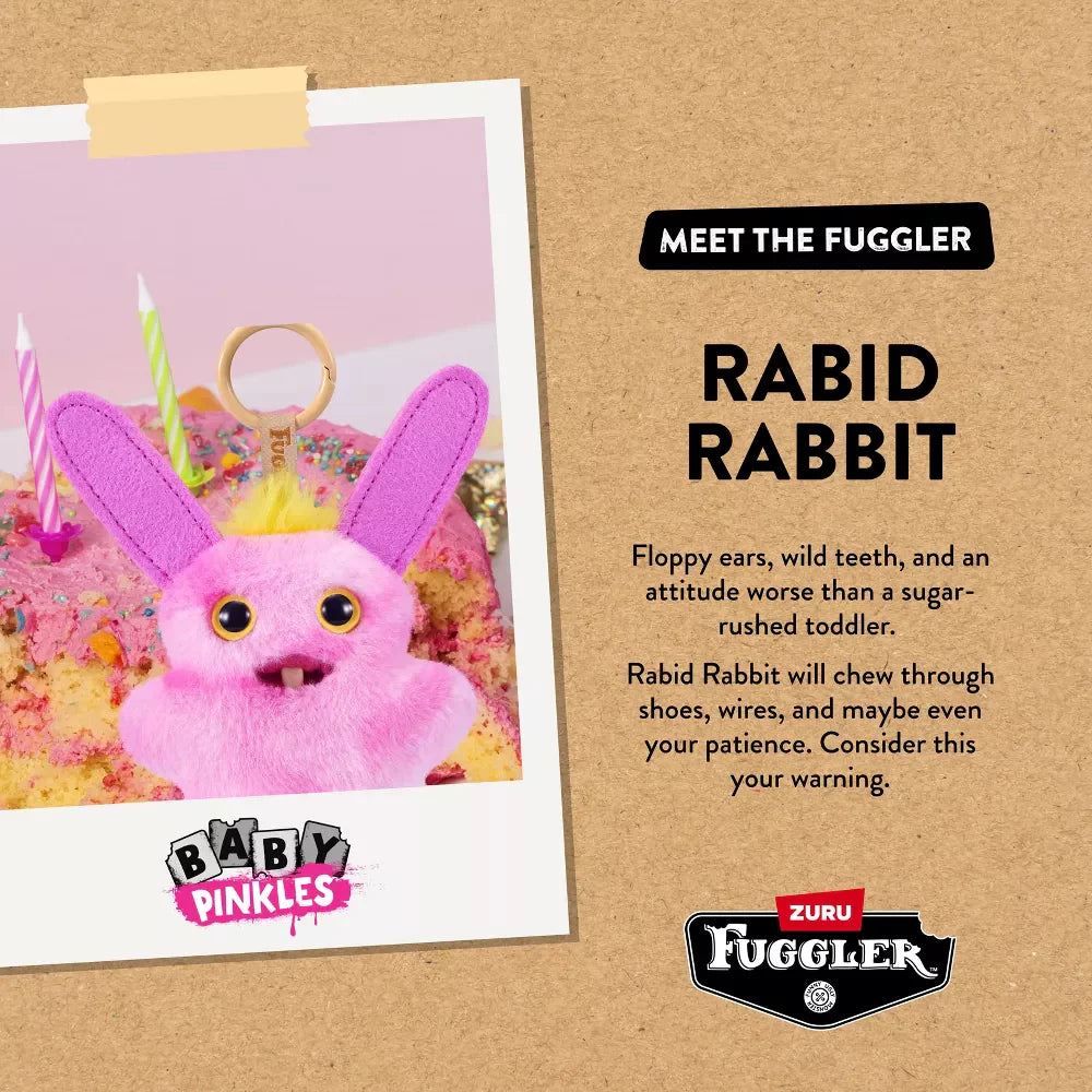 Zuru Fugglers Baby Pinkles 3.5 Inch Plush Keyring - Rabid Rabbit – Owl ...