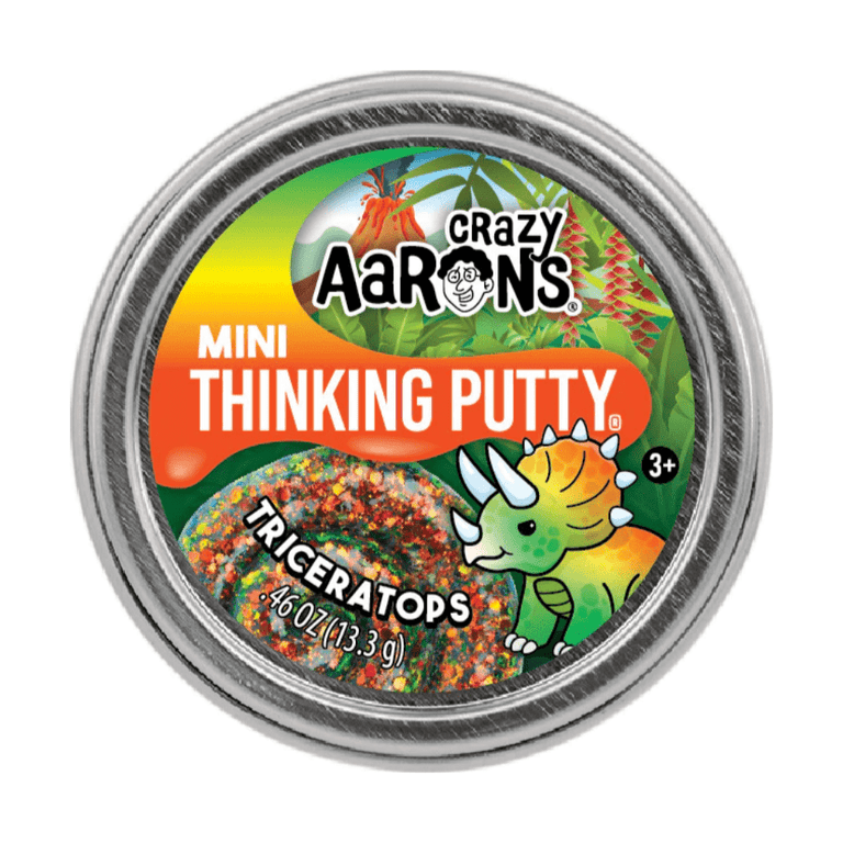 Crazy Aarons Triceratops Mini 2 Inch Thinking Putty Tin - Owl & Goose Gifts