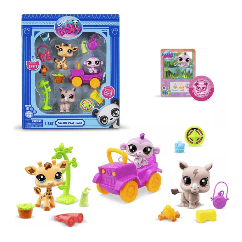 Littlest Pet Shop Gen 7 Safari Play Pack - #53 Giraffe, #54 Monkey, #55 ...