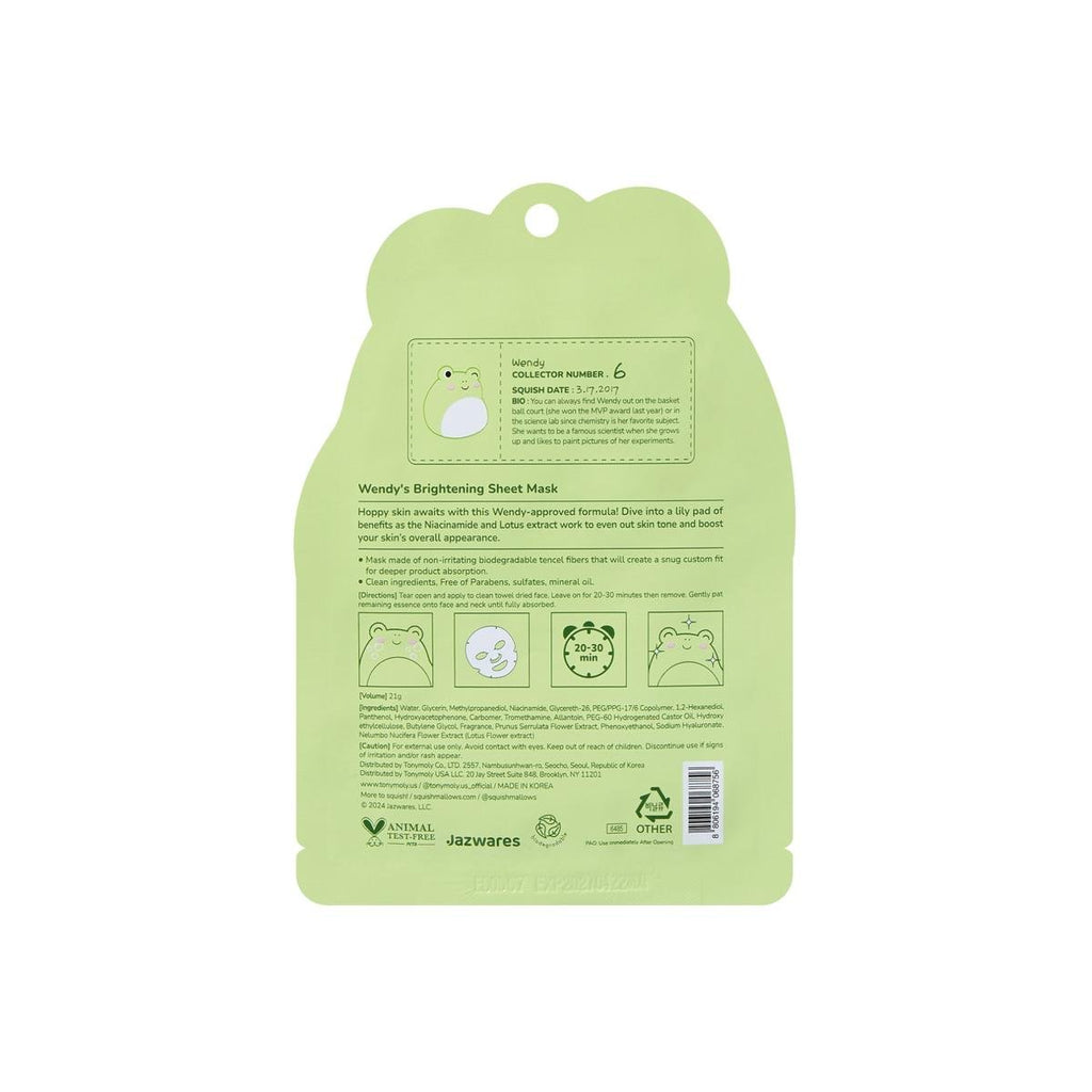 Squishmallow X TONYMOLY Wendy's Brightening Lotus + Niacinamide Sheet ...